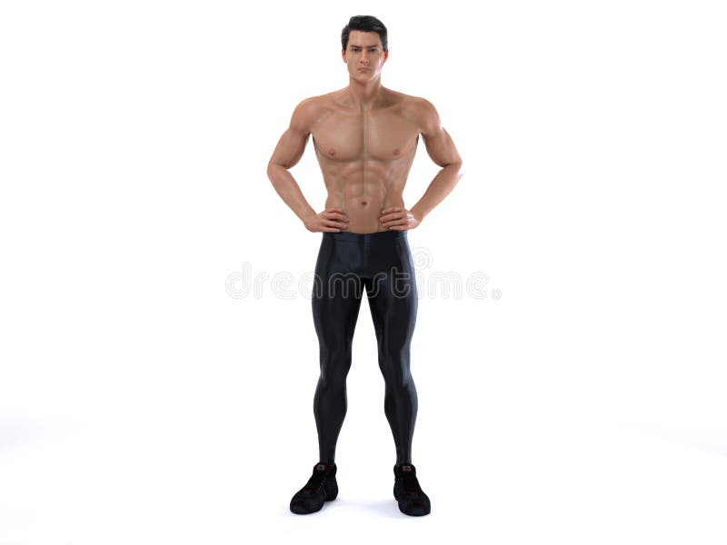 3D Rendering : Portrait of Standing Male Mesomorph Muscular Body Type ...