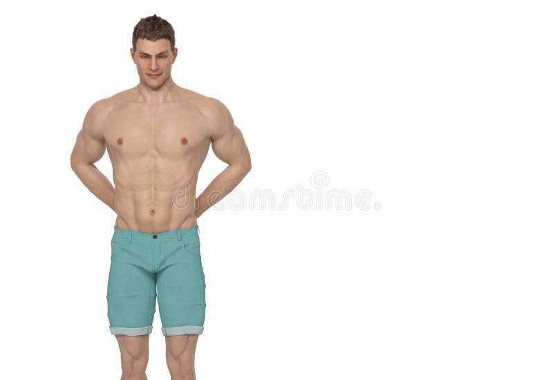 3D Rendering : Portrait of Standing Male Mesomorph Muscular Body Type ...