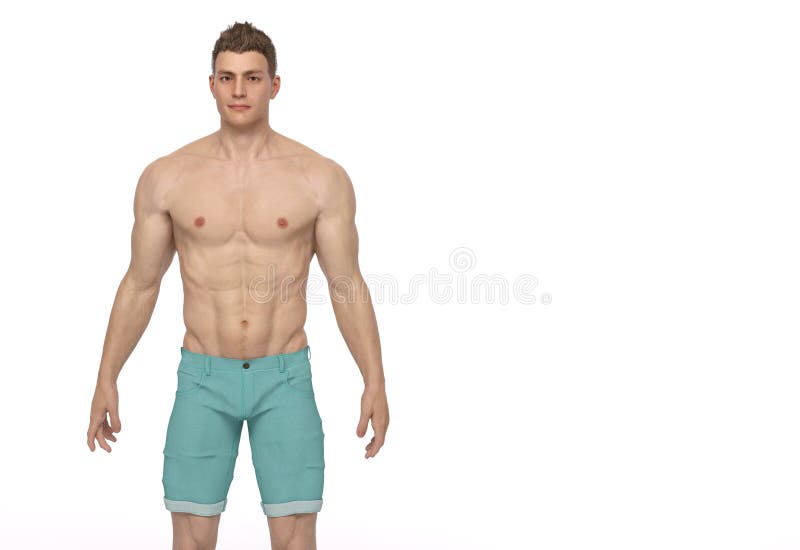 3D Rendering : Portrait of Standing Male Mesomorph Muscular Body Type ...
