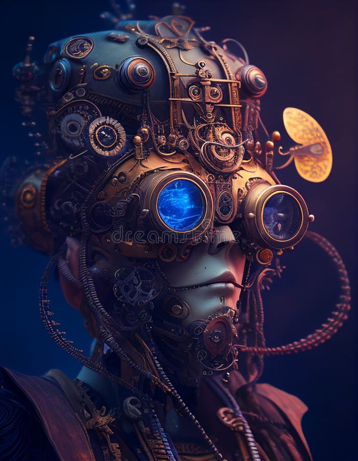 Portrait of the Steampunk Style Robot, Created with Generative AI Stock ...