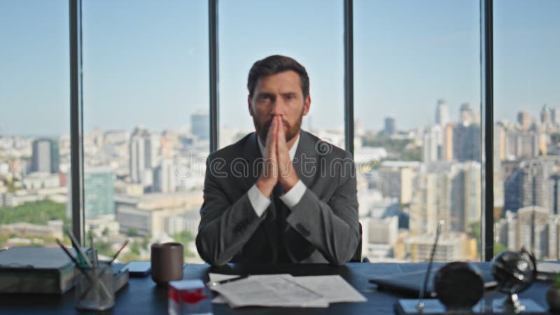 Portrait Stressed Businessman Thinking Future Development. Mature ...