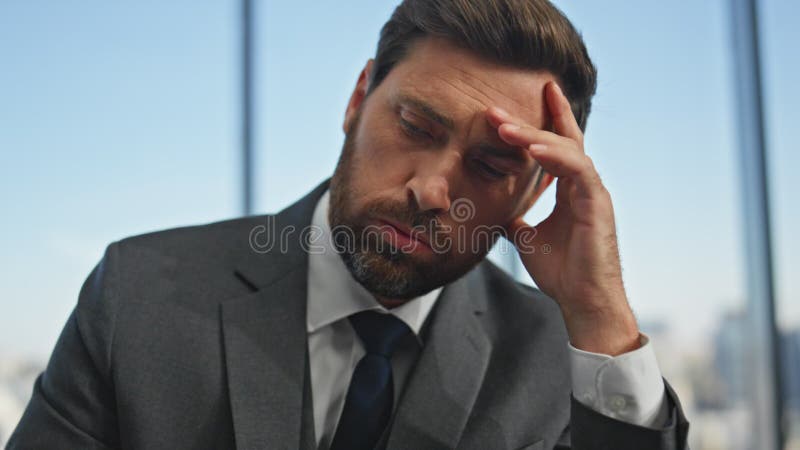 Portrait Stressed Professional Think Business Problem. Tired Man Look ...