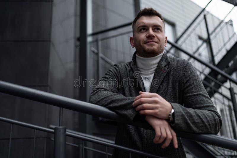 Portrait of a Strong Brutal Young Man in Gray Tones Stock Photo - Image ...