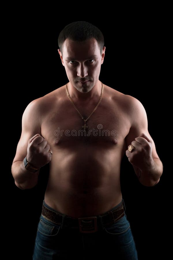 Portrait of a Strong Man. Isolated Stock Photo - Image of biceps, human ...