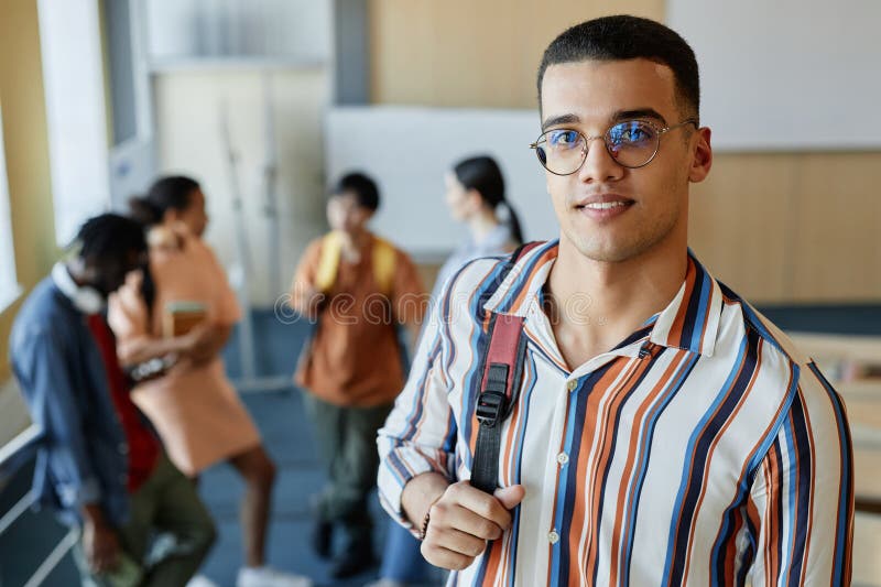 Student with Backpack Studying at College Stock Photo - Image of ...