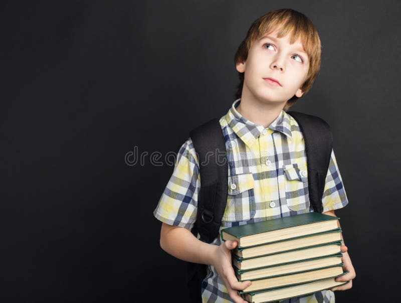 Portrait Student with Heap of Books in Hands Stock Image - Image of ...