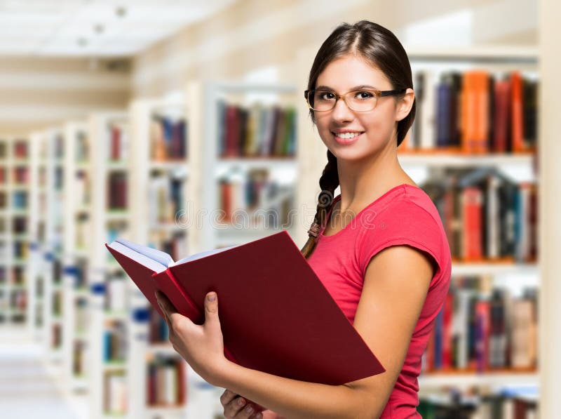 Portrait of a Student in a Library Stock Photo - Image of beautiful ...