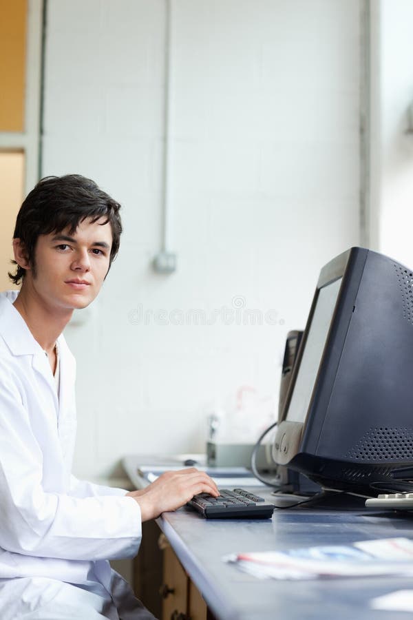 Portrait of a Student Posing with a Monitor Stock Photo - Image of ...
