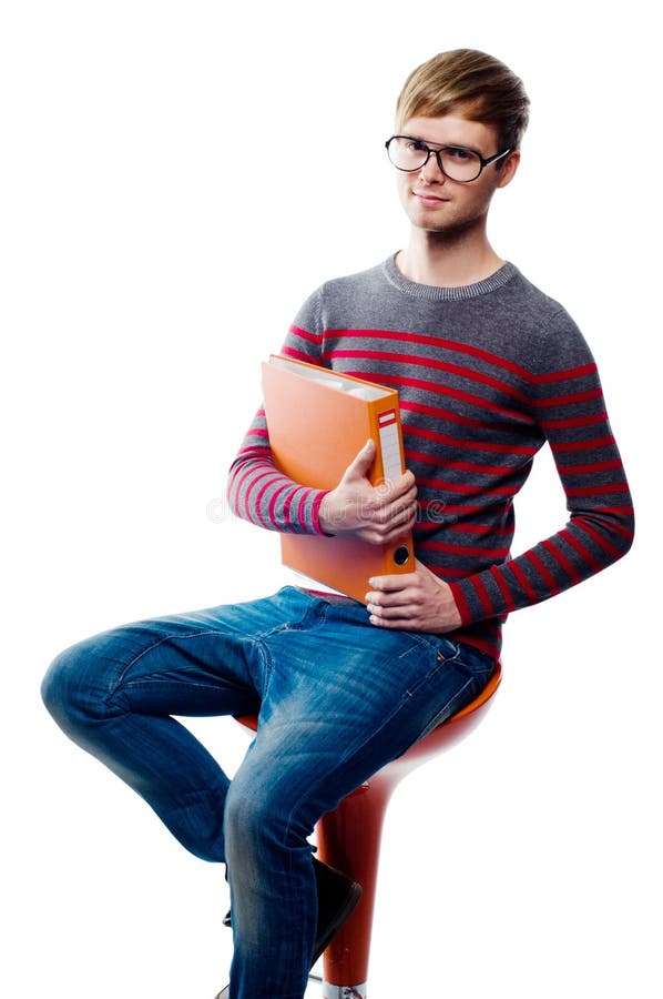 Portrait of a Student Sitting on Chair Stock Photo - Image of people ...