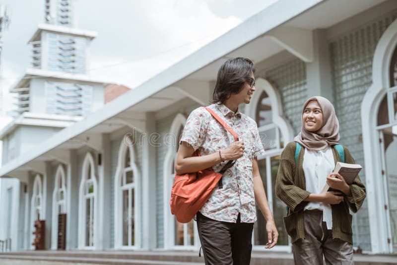 Portrait Students Discussing Together Stock Image - Image of female ...
