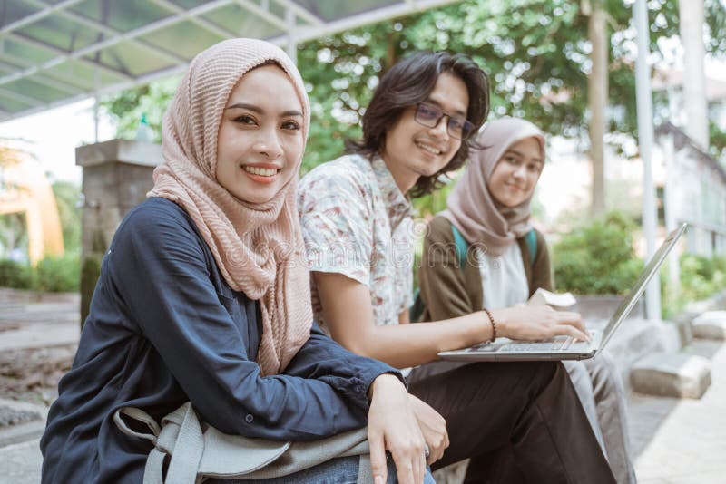 Portrait Students Looking at a Camera Together Stock Image - Image of ...