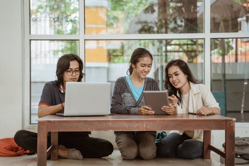 Portrait Students Working in Groups Stock Photo - Image of friendship ...