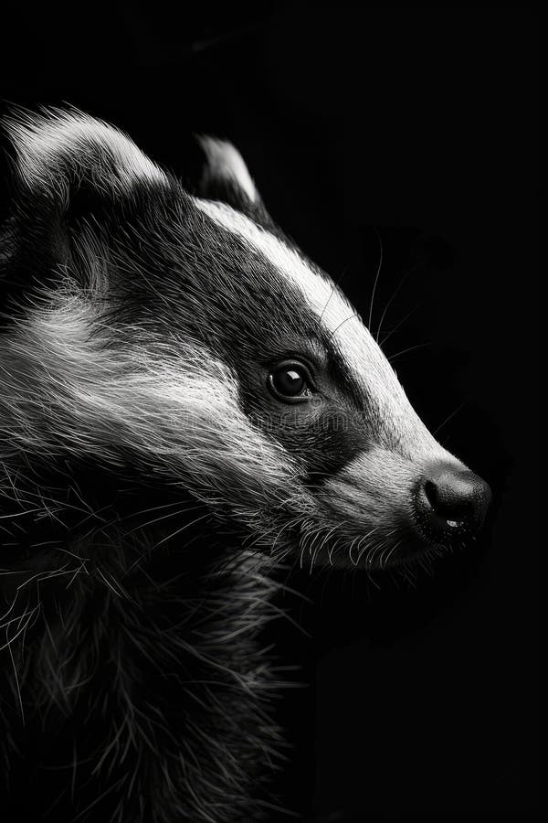 Portrait Studio Photograph of Badger Black and White Stock Illustration ...