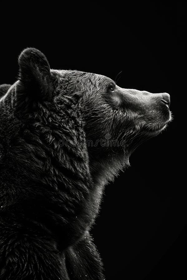 Portrait Studio Photograph of Bear Black and White Stock Illustration ...