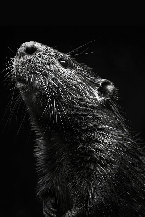 Portrait Studio Photograph of Beaver Black and White Stock Illustration ...