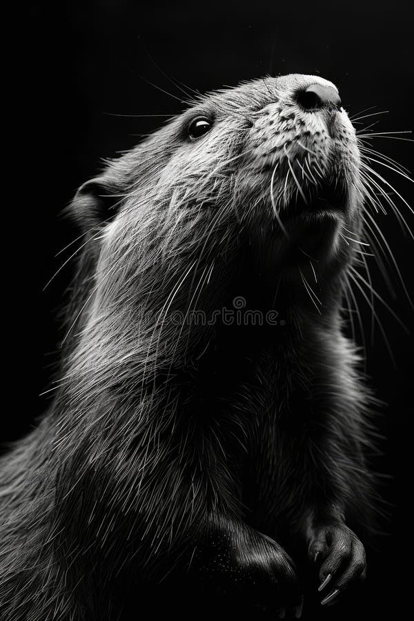 Portrait Studio Photograph of Beaver Black and White Stock Illustration ...