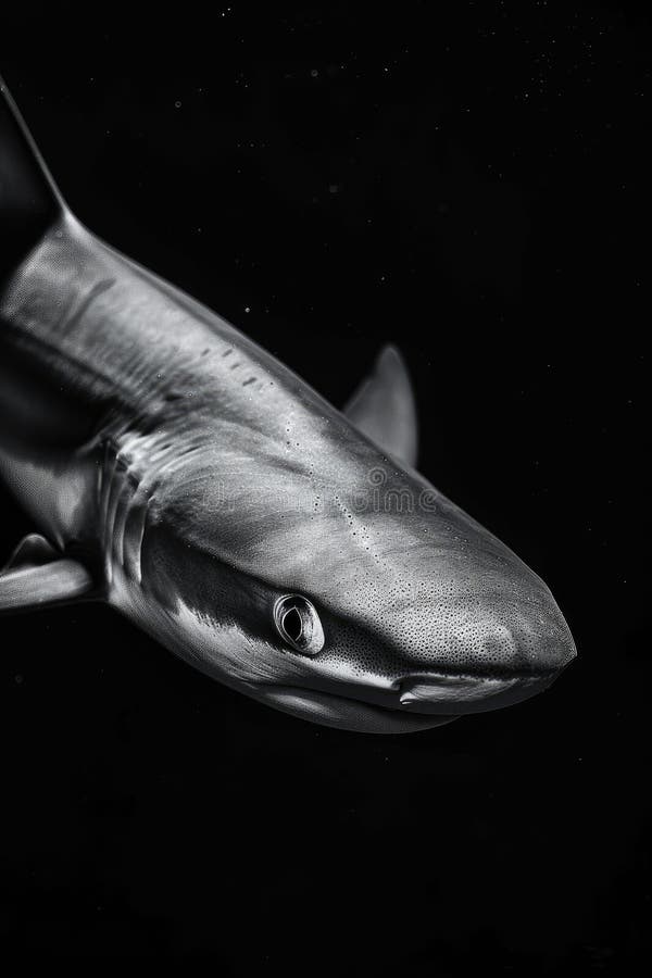 Portrait Studio Photograph of Blue Shark Black and White Stock ...