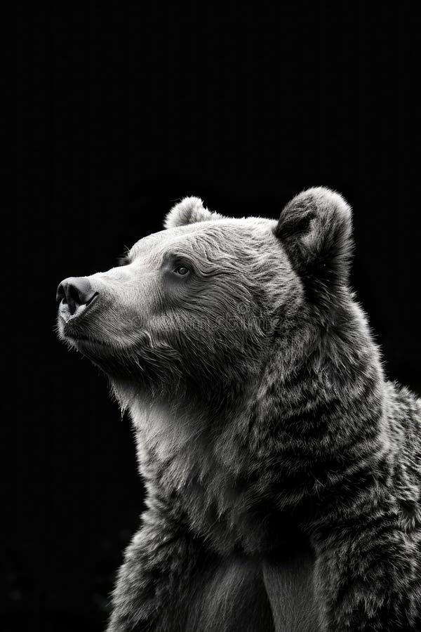 Portrait Studio Photograph of Brown Bear Black and White Stock ...