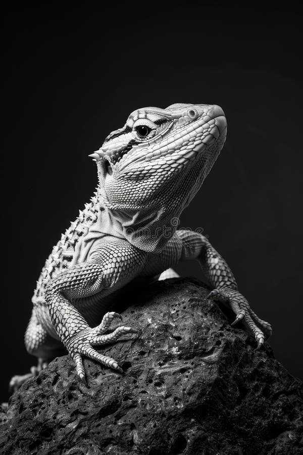 Portrait Studio Photograph of Collared Lizard Black and White Stock ...