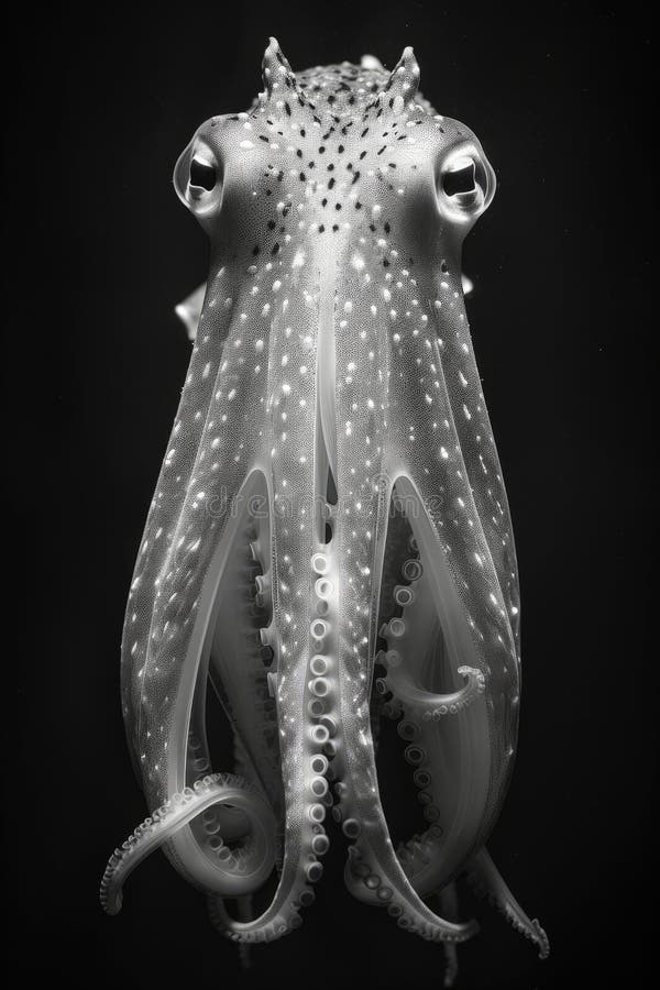 Portrait Studio Photograph of Cuttlefish Black and White Stock ...