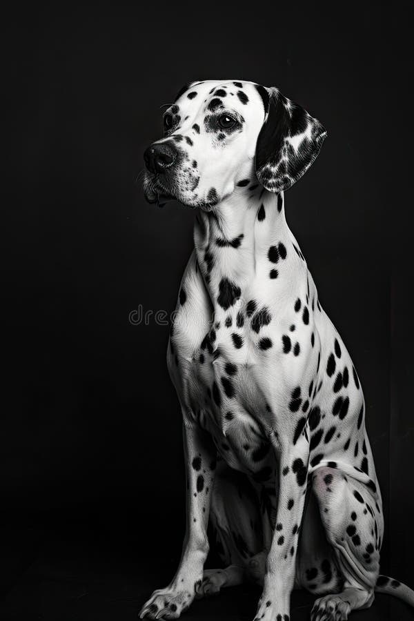 Portrait Studio Photograph of Dalmatian Black and White Stock ...