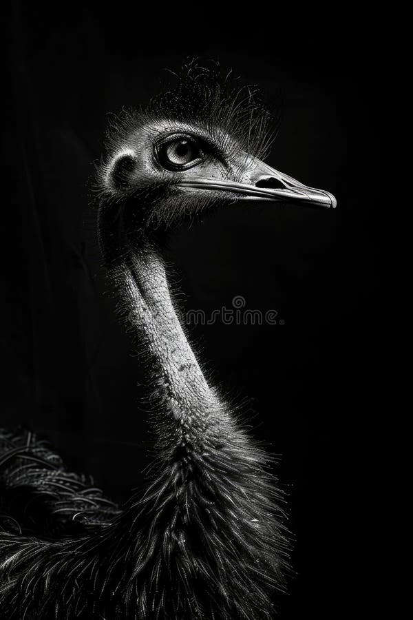 Portrait Studio Photograph of Emu Black and White Stock Illustration ...