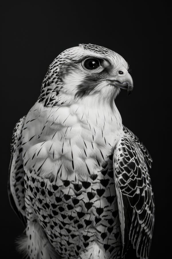 Portrait Studio Photograph of Falcon Black and White Stock Illustration ...