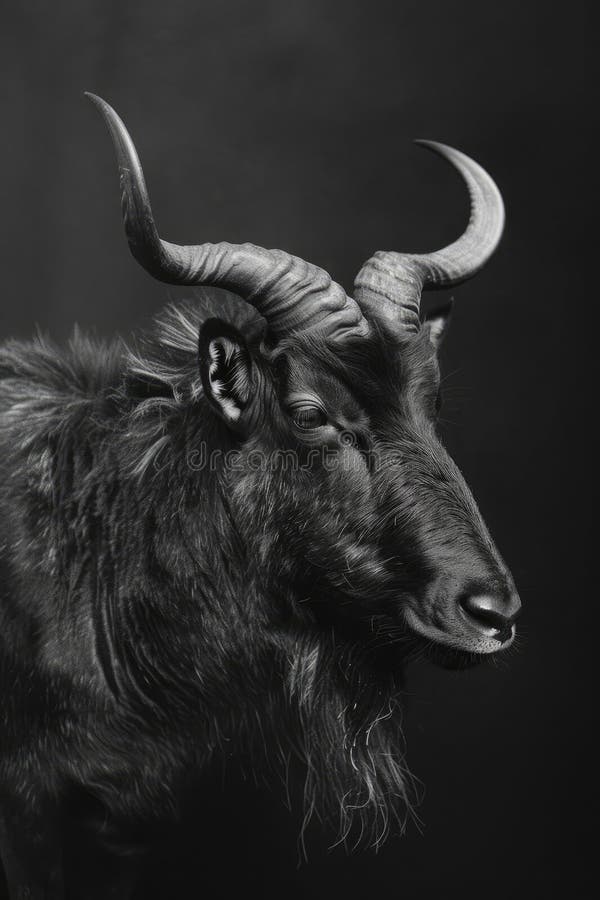 Portrait Studio Photograph of Gnu Black and White Stock Illustration ...