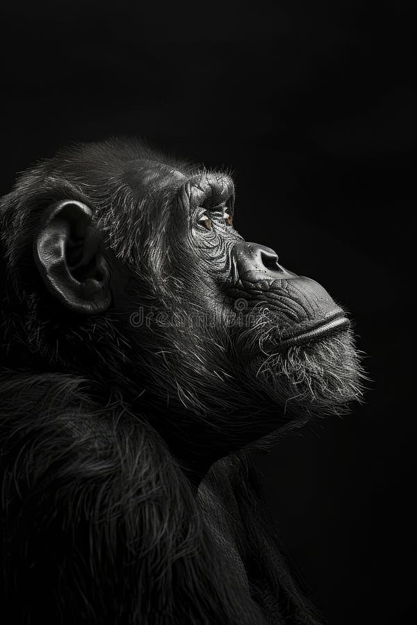 Portrait Studio Photograph of Great Apes Black and White Stock ...