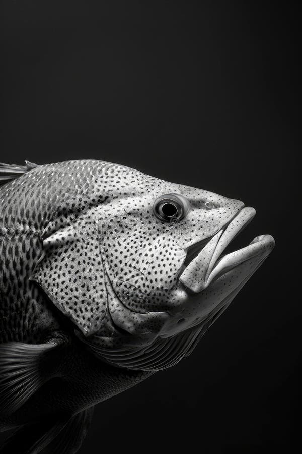 Portrait Studio Photograph of Grouper Black and White Stock ...