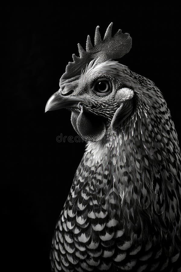 Portrait Studio Photograph of Hen Black and White Stock Illustration ...