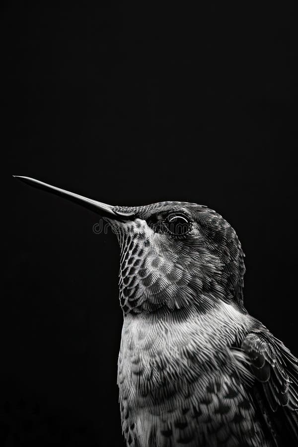 Portrait Studio Photograph of Hummingbird Black and White Stock ...