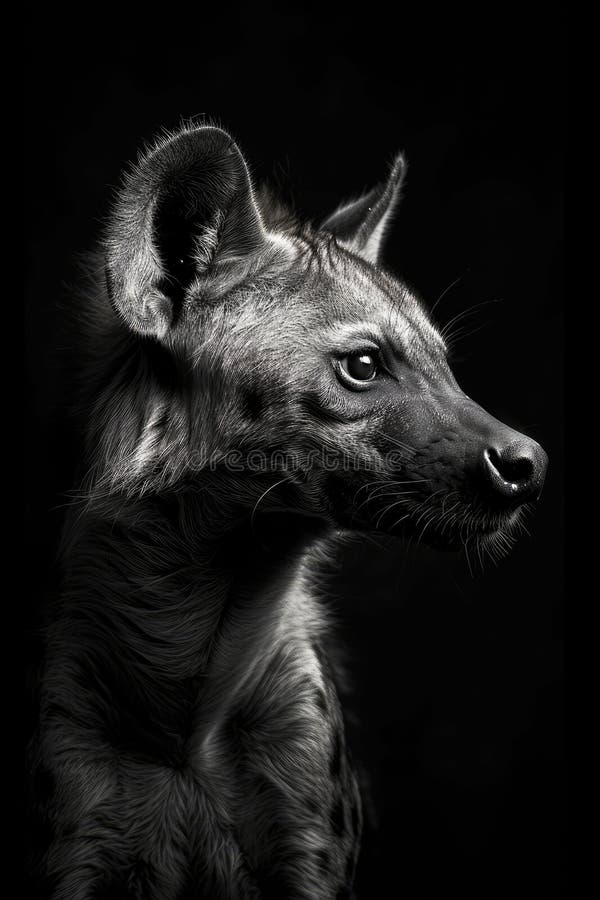 Portrait Studio Photograph of Hyena Black and White Stock Illustration ...