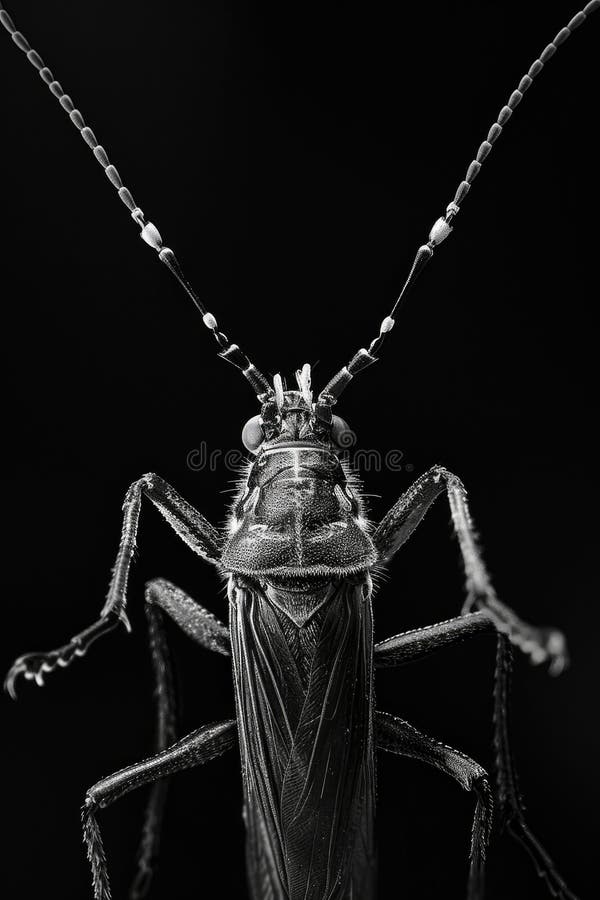 Portrait Studio Photograph of Insect Black and White Stock Illustration ...