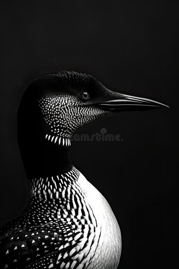 Portrait Studio Photograph of Loon Black and White Stock Illustration ...