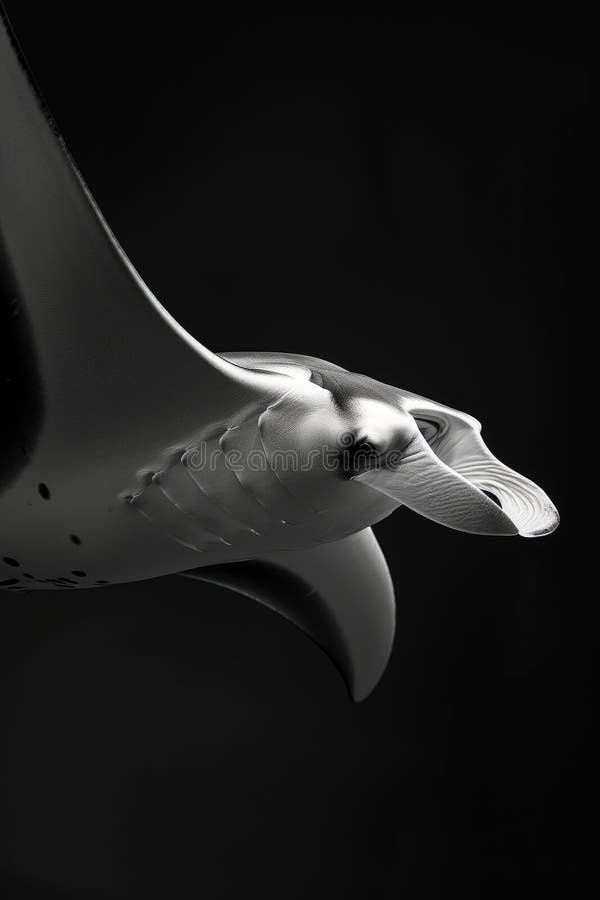 Portrait Studio Photograph of Manta Ray Black and White Stock ...