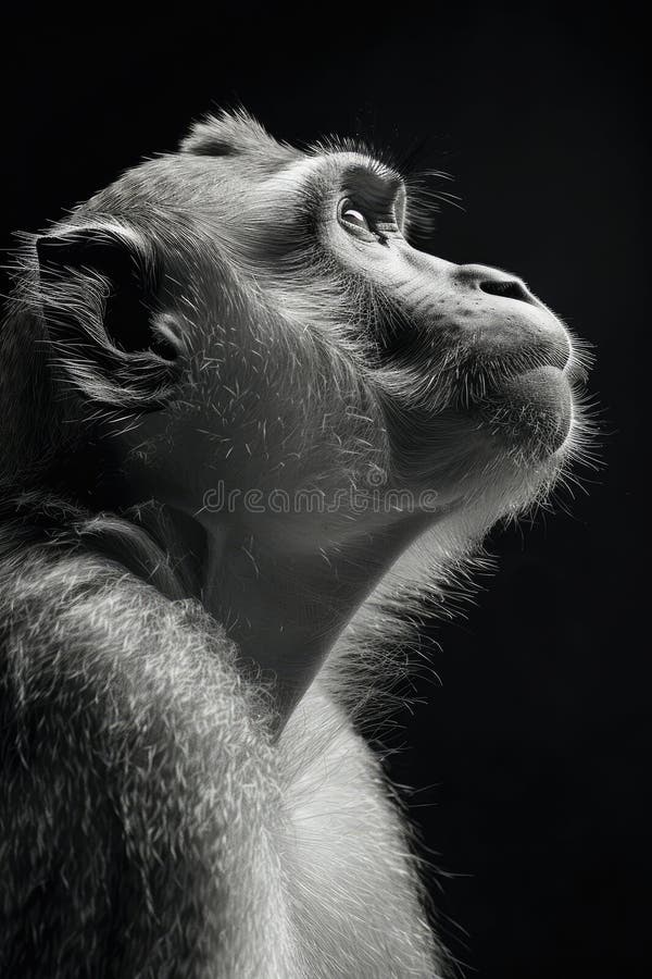 Portrait Studio Photograph of Monkey Black and White Stock Illustration ...