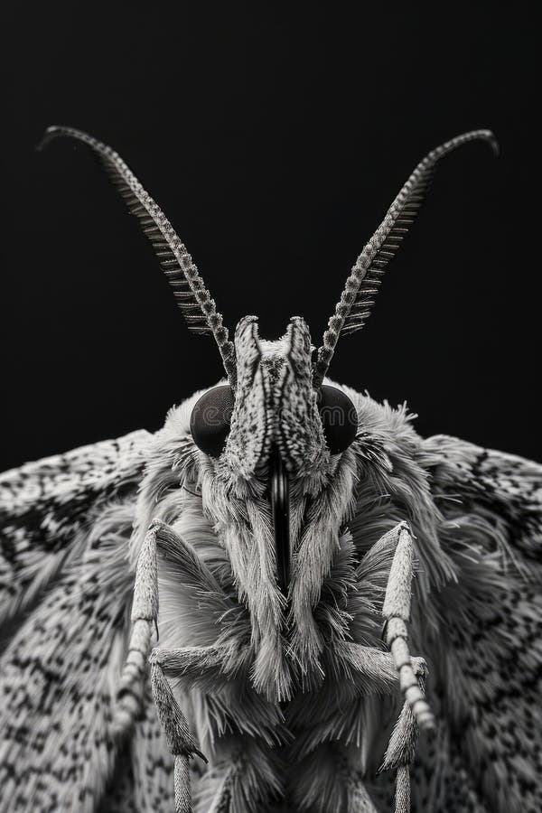 Portrait Studio Photograph of Moth Black and White Stock Illustration ...