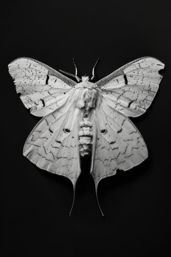Portrait Studio Photograph of Moth Black and White Stock Illustration ...