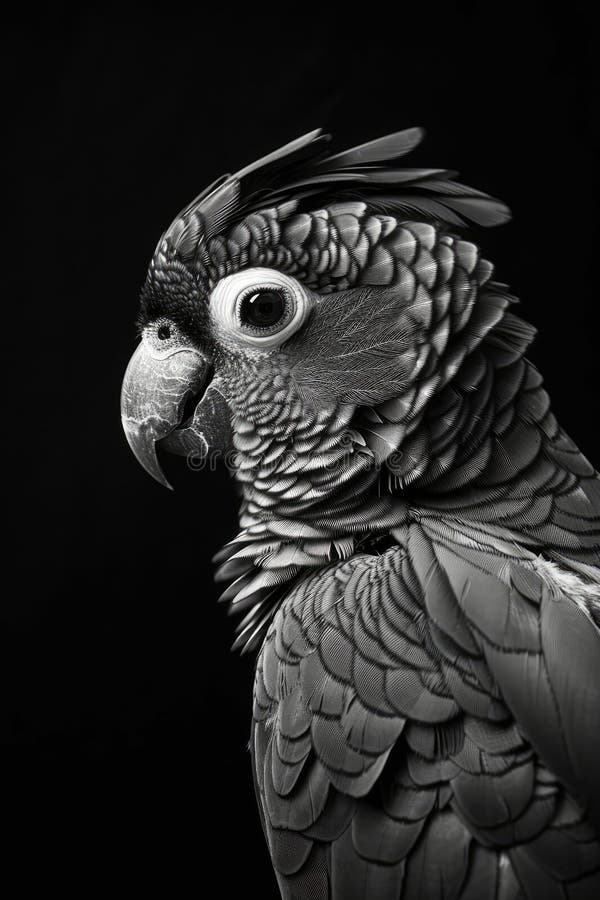 Portrait Studio Photograph of Parrot Black and White Stock Illustration ...