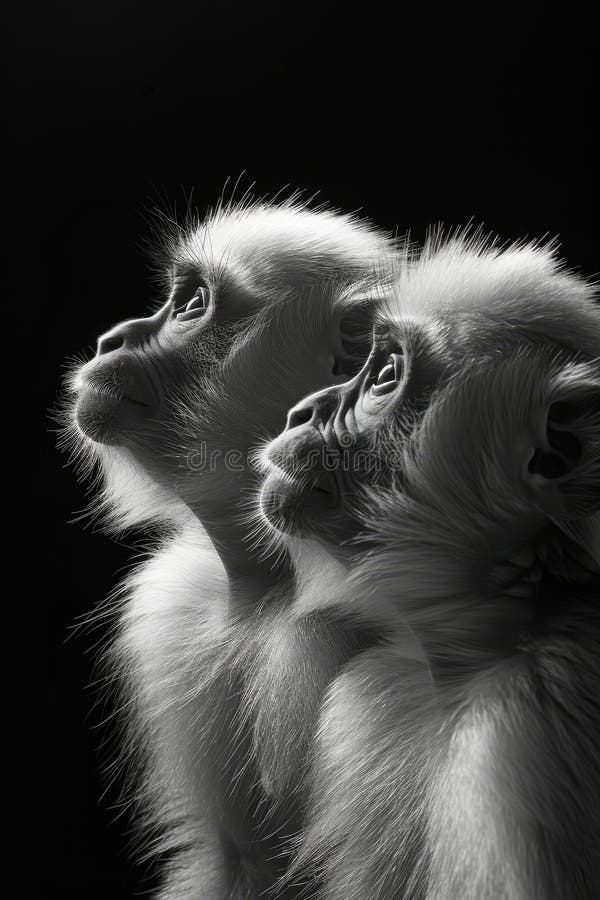 Portrait Studio Photograph of Primates Black and White Stock ...