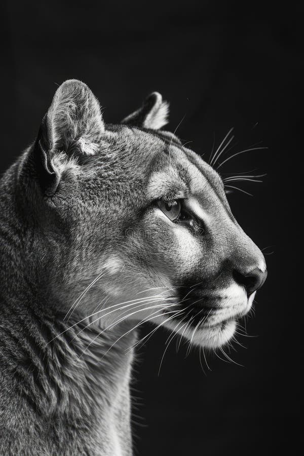 Portrait Studio Photograph of Puma Black and White Stock Illustration ...