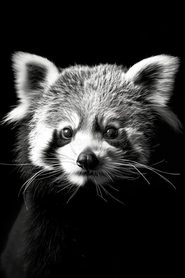 Portrait Studio Photograph of Red Panda Black and White Stock ...
