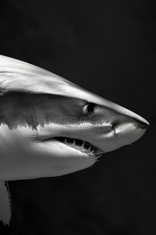 Portrait Studio Photograph of Shark Black and White Stock Illustration ...