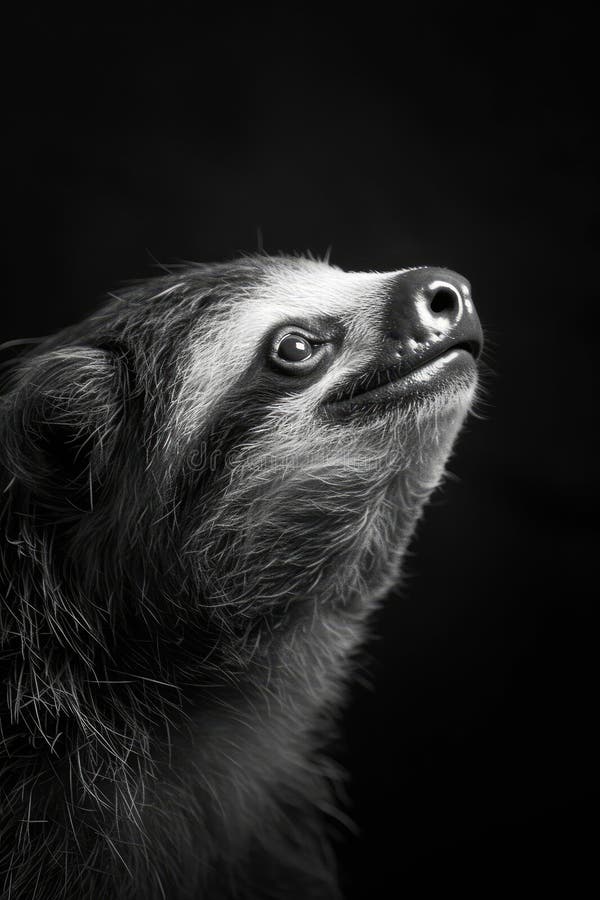 Portrait Studio Photograph of Sloth Black and White Stock Illustration ...