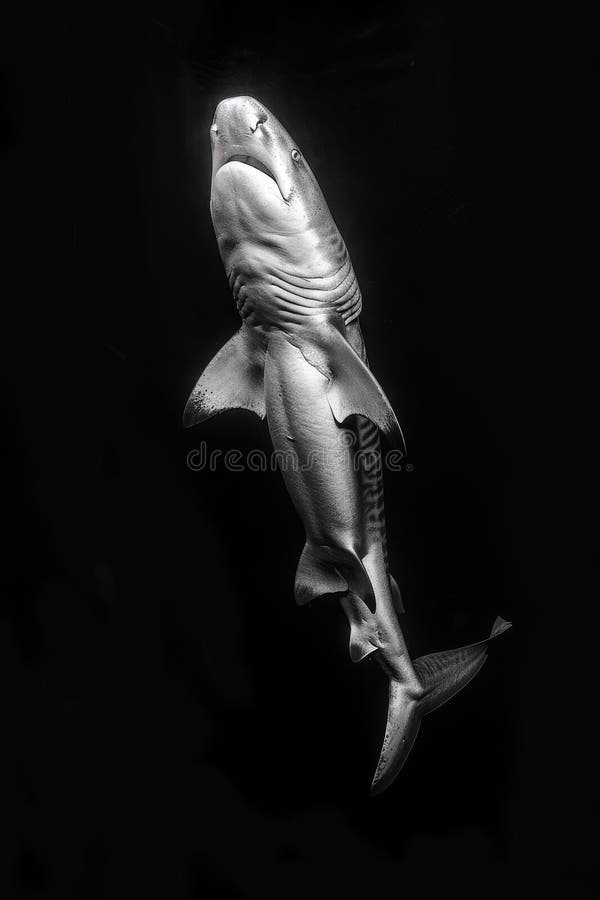 Portrait Studio Photograph of Tiger Shark Black and White Stock ...