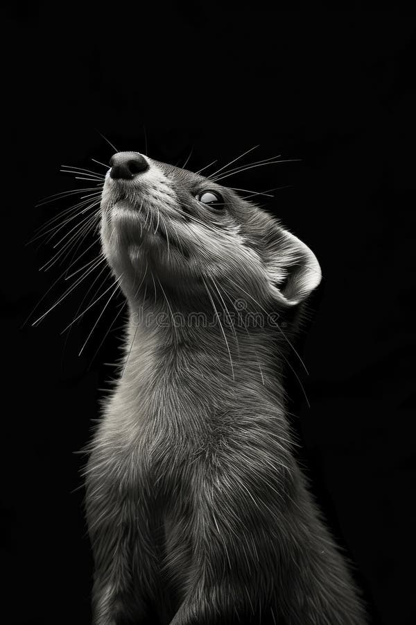 Portrait Studio Photograph of Weasel Black and White Stock Illustration ...