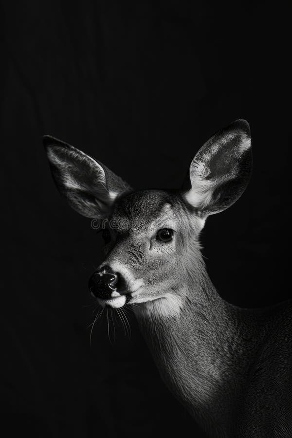 Portrait Studio Photograph of White-tailed Deer Black and White Stock ...