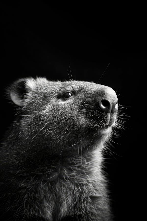 Portrait Studio Photograph of Wombat Black and White Stock Illustration ...