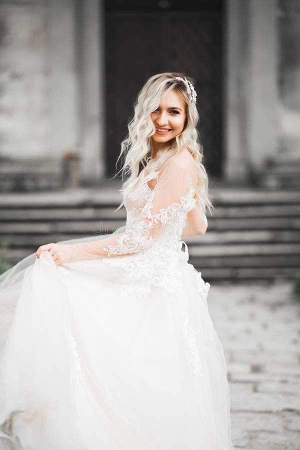 Portrait of Stunning Bride with Long Hair Stock Image - Image of girl ...